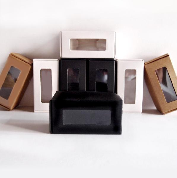 Natural Tab Lock Folding Boxes with Window 2 3/4 x 1 1/4